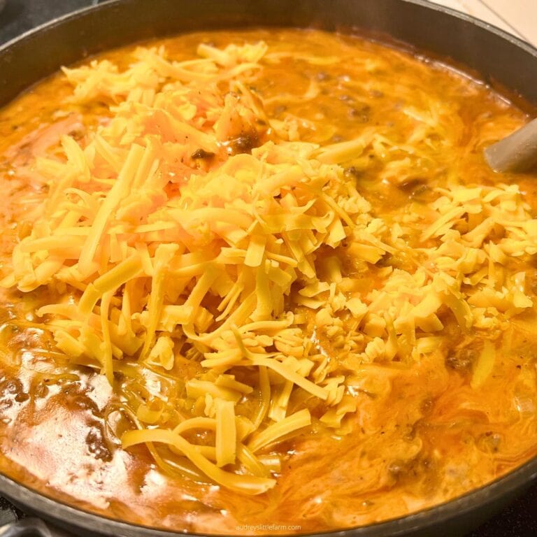 Cheesy Venison Helper: An Easy Ground Venison Recipe - Audrey's Little Farm