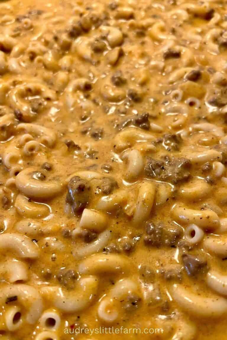 Cheesy Venison Helper: An Easy Ground Venison Recipe - Audrey's Little Farm
